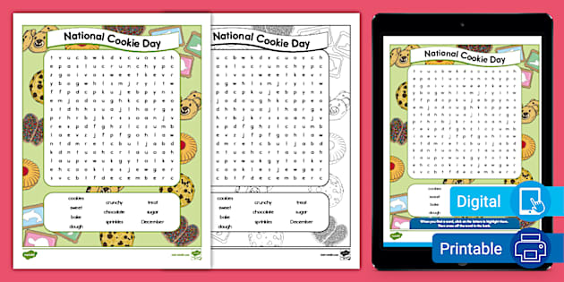 National Cookie Day Word Search for K-2nd Grade - Twinkl