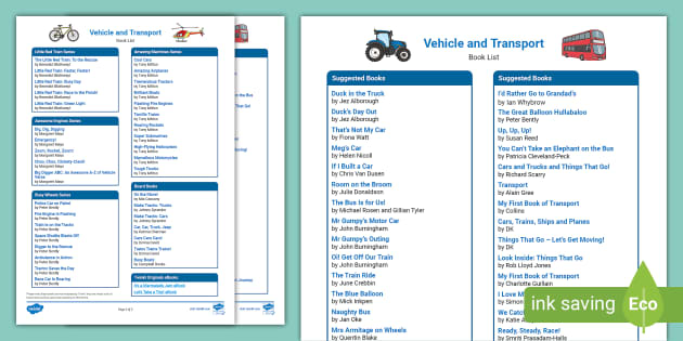 Transport Book List | Transport Books for Kids | Twinkl