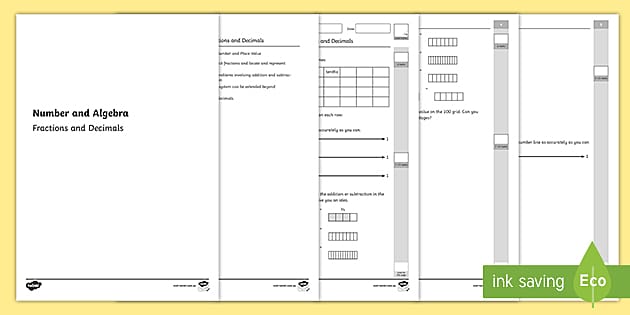 Year 5 Fractions and Decimals Assessment Sheet - Twinkl
