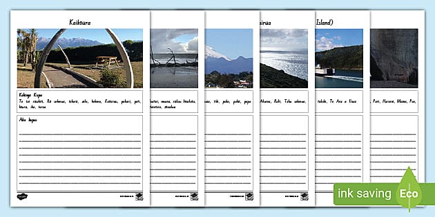 New Zealand Places Writing Prompts Photo Pack (Te Reo Maori)