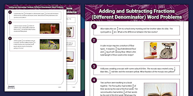 Fractions (Different Denominator) Word Problems - Twinkl Fractions (Different Denominator) Word Problems - Twinkl