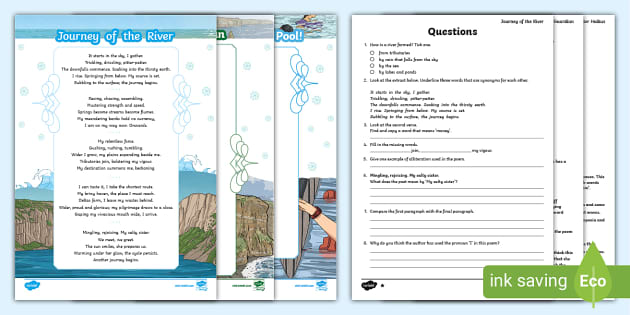 KS2 Water Poetry Comprehension Activity - Twinkl