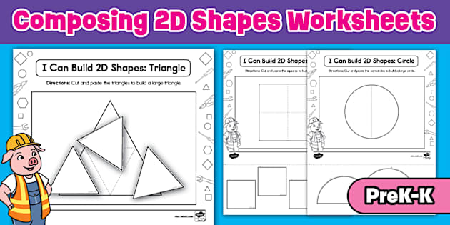 Compose 2D Shapes Worksheets for PreK-K | Twinkl USA