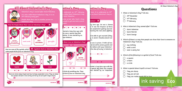 KS1 Valentine's Day Differentiated Reading Comprehension