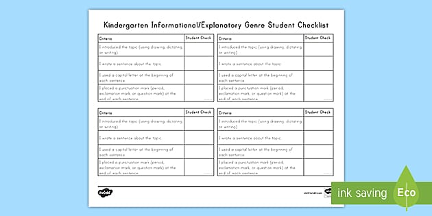 * NEW * Kindergarten Informational/Explanatory Writing Genre Student