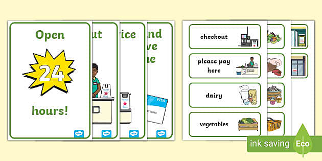 Supermarket Role Play Signs Display Pack (Teacher-Made)