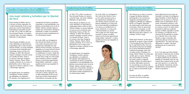 Comprensión lectora: Historia de María Parado de Bellido