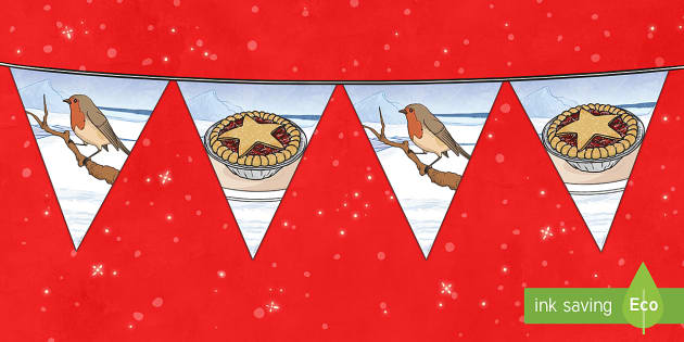 Christmas Robins Display Bunting (teacher made) - Twinkl