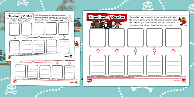 Pirates Timeline Worksheet (teacher made) - Twinkl