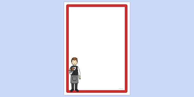 FREE! - Simple Blank Waiter Carrying Drinks Page Border | Twinkl