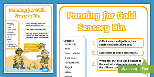 Panning for Gold Sensory Bin (teacher made) - Twinkl