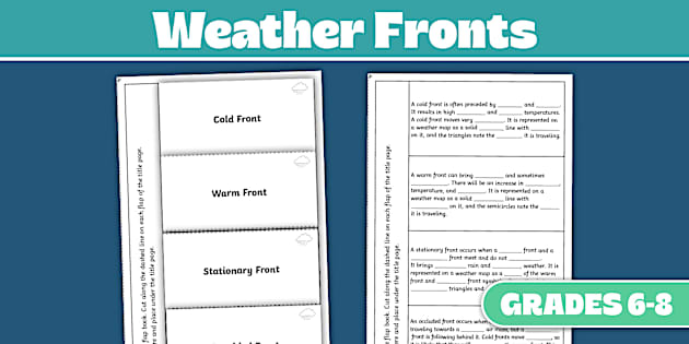 Weather Fronts Flap Book for 6th-8th Grade (teacher made)