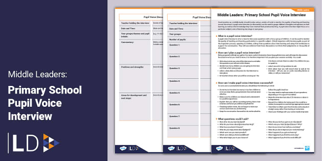 Middle Leaders: Primary School Pupil | Children Interviews