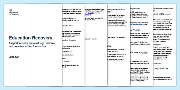FREE! - Education Recovery Support DfE Guidance - Twinkl