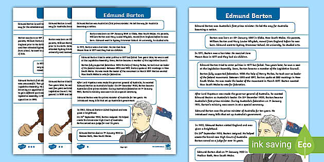 Edmund Barton Differentiated Fact Files | Year 5&6 HASS