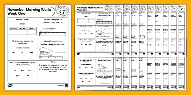 Second Grade November Morning Work Bundle - Twinkl