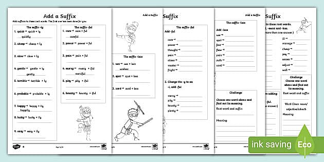 Adding a Suffix Differentiated Worksheets (teacher made)