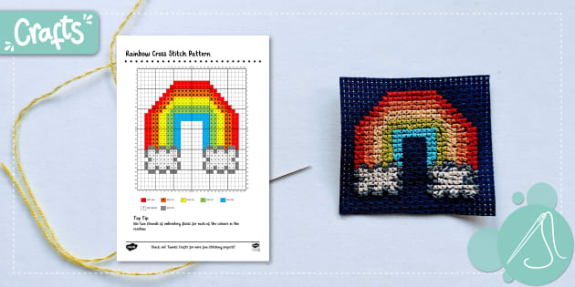 Rainbow Cross Stitch Pattern (teacher made) - Twinkl
