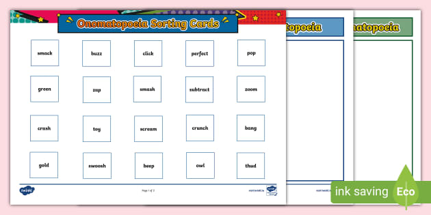 Onomatopoeia Sorting Cards (Teacher-Made) - Twinkl