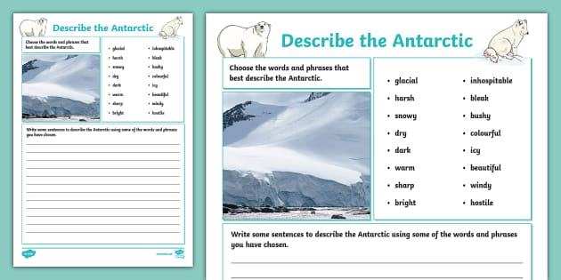 Describe the Antarctic Worksheet (professor feito) - Twinkl