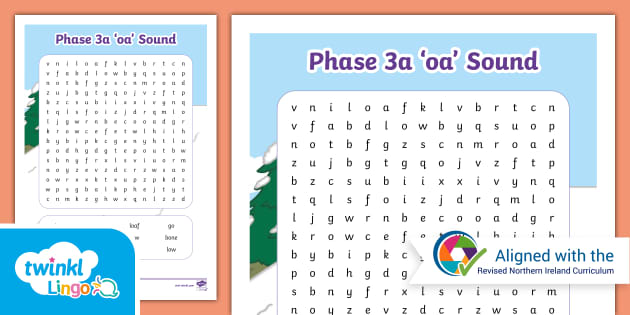 Northern Ireland Linguistic Phonics 3a 'oa' Sound Word Search