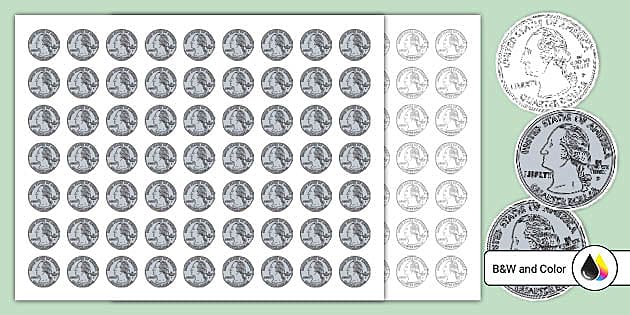 Printable Play Money: Quarter Coin (teacher made)