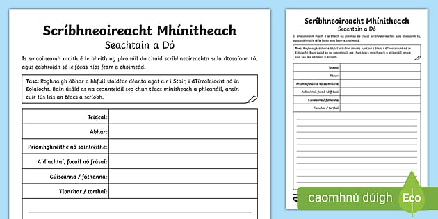 Explanation Writing Week Two Homework - Worksheet Gaeilge