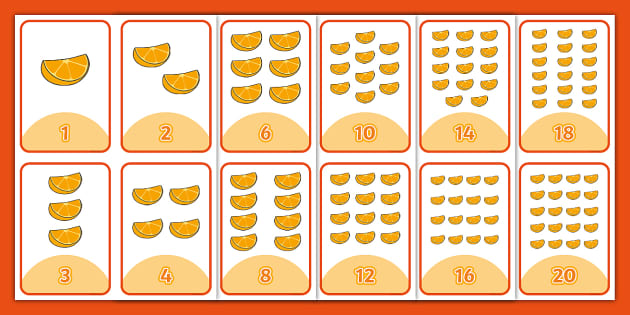 👉 Number of Orange Segments Number Cards to 20 - Twinkl