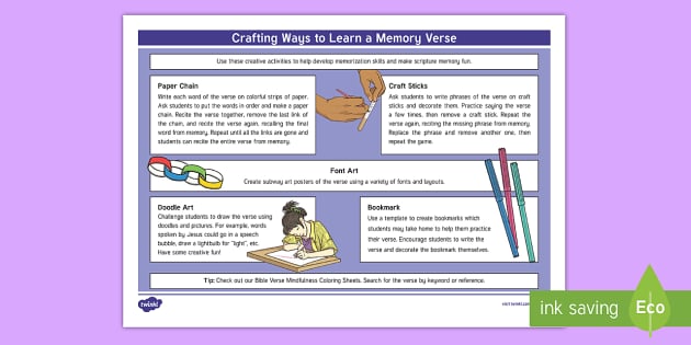 Five Ways to Learn a Bible Memory Verse with Crafts - Twinkl