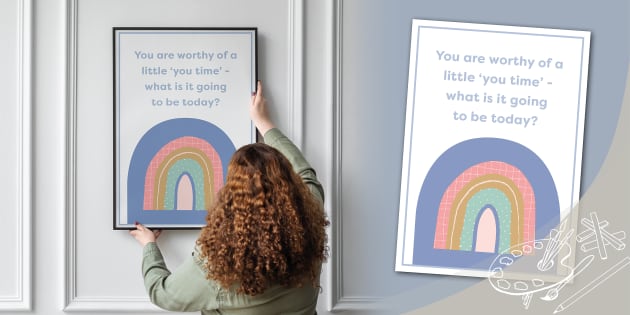 You Are Worthy Muted Rainbow-Themed Inspirational Poster