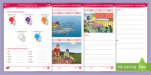 ESL Curriculum for Beginners: Lesson 8 Worksheet - Twinkl