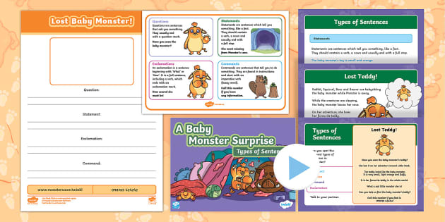 A Baby Monster Surprise Types of Sentences English Lesson