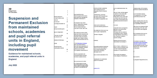 FREE! - Exclusion guide for schools and academies in England 2022