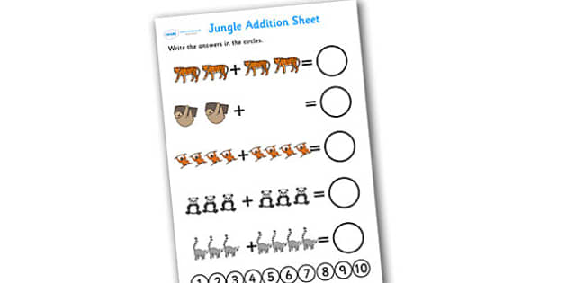 FREE! - Jungle Addition Sheet (teacher made) - Twinkl