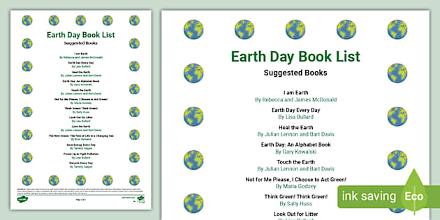 Earth Day Book List (teacher made) - Twinkl