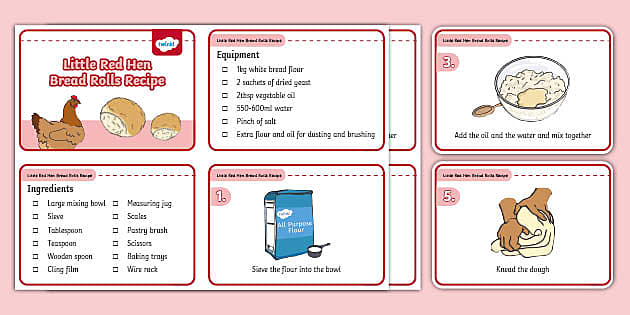 Little Red Hen Recipe Cards (Hecho por educadores) - Twinkl