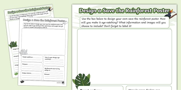 Design a Save the Rainforest Poster Worksheet (teacher made)