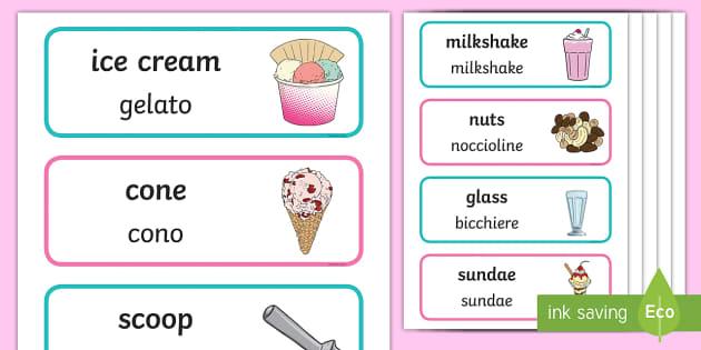 Ice Cream Parlour Role Play Word Cards (teacher made)