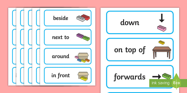 Building Brick Therapy Positional Language Cards - Twinkl