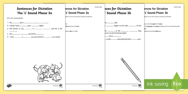 Northern Ireland Linguistic Phonics Stage 5 and 6, Phase 3a and 3b, 's'