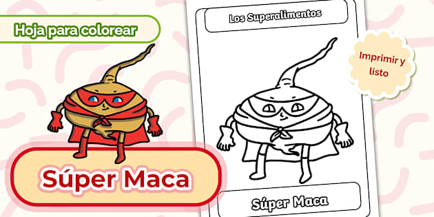 Hoja para colorear: Súper Maca