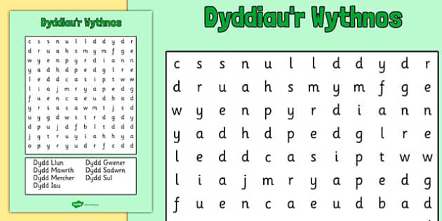 Welsh Week Days Word Search | Wales Teaching Resources