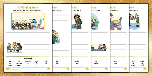 A Winning Team Caption Writing Activity (teacher made)