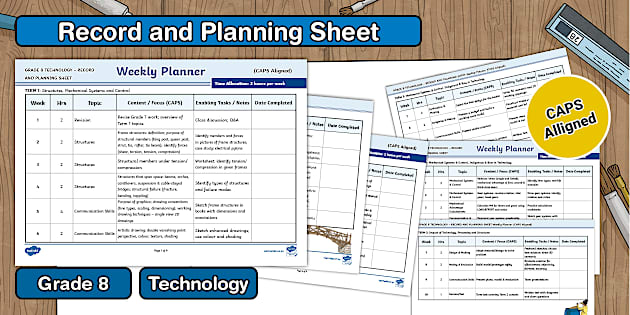 Grade 8 - Technology - Record and Planning Sheet (CAPS Aligned)