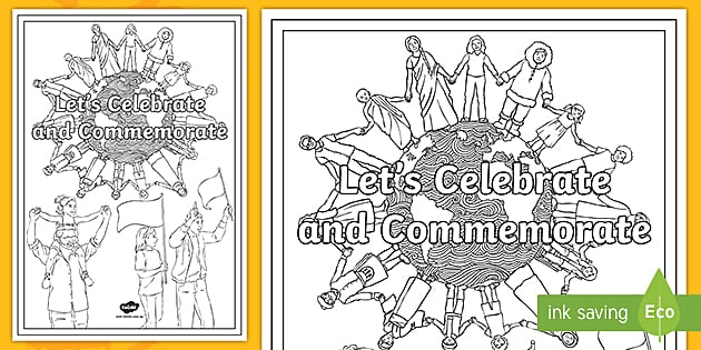 Let's Celebrate and Commemorate Year 3 Integrated Unit Title Colouring Page