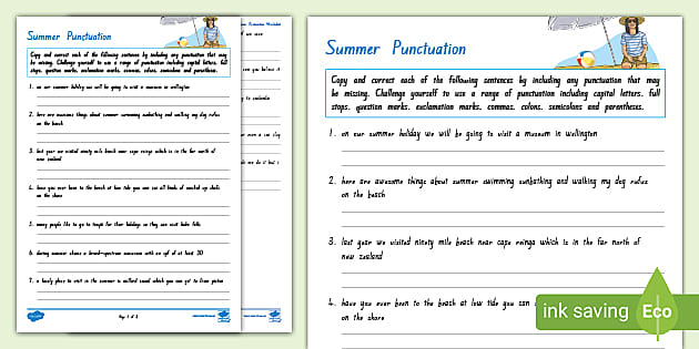 Summer Punctuation Activity (teacher made)