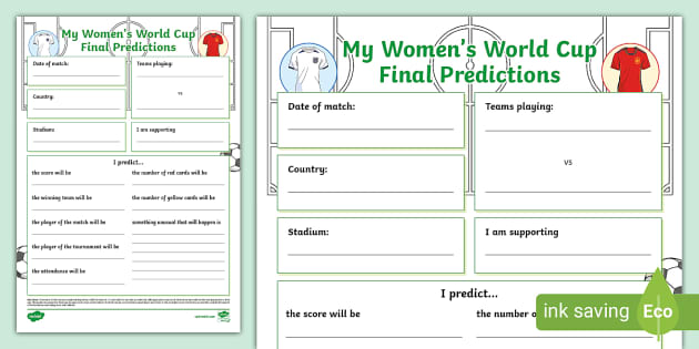 * NEW * KS2 My Women's World Cup Final Predictions Worksheet