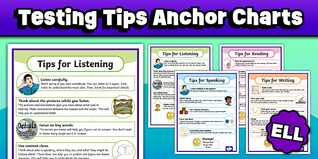 Testing Tips Anchor Charts for ELL | WIDA ACCESS