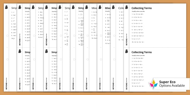 Simplifying Algebraic Expressions Worksheets Beyond