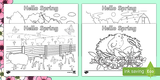 Hello Spring Colouring Pages